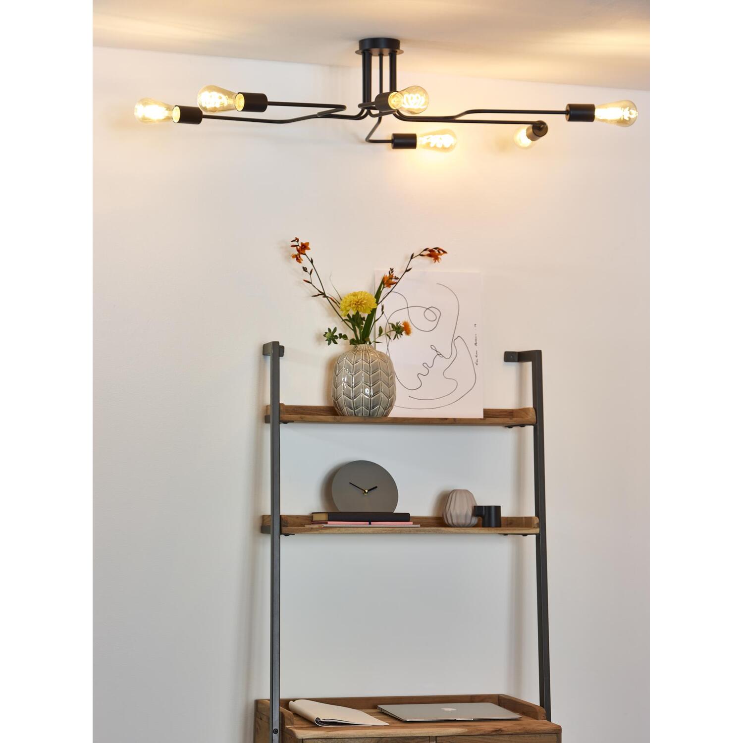 Lester Classic Flush Ceiling Light Black