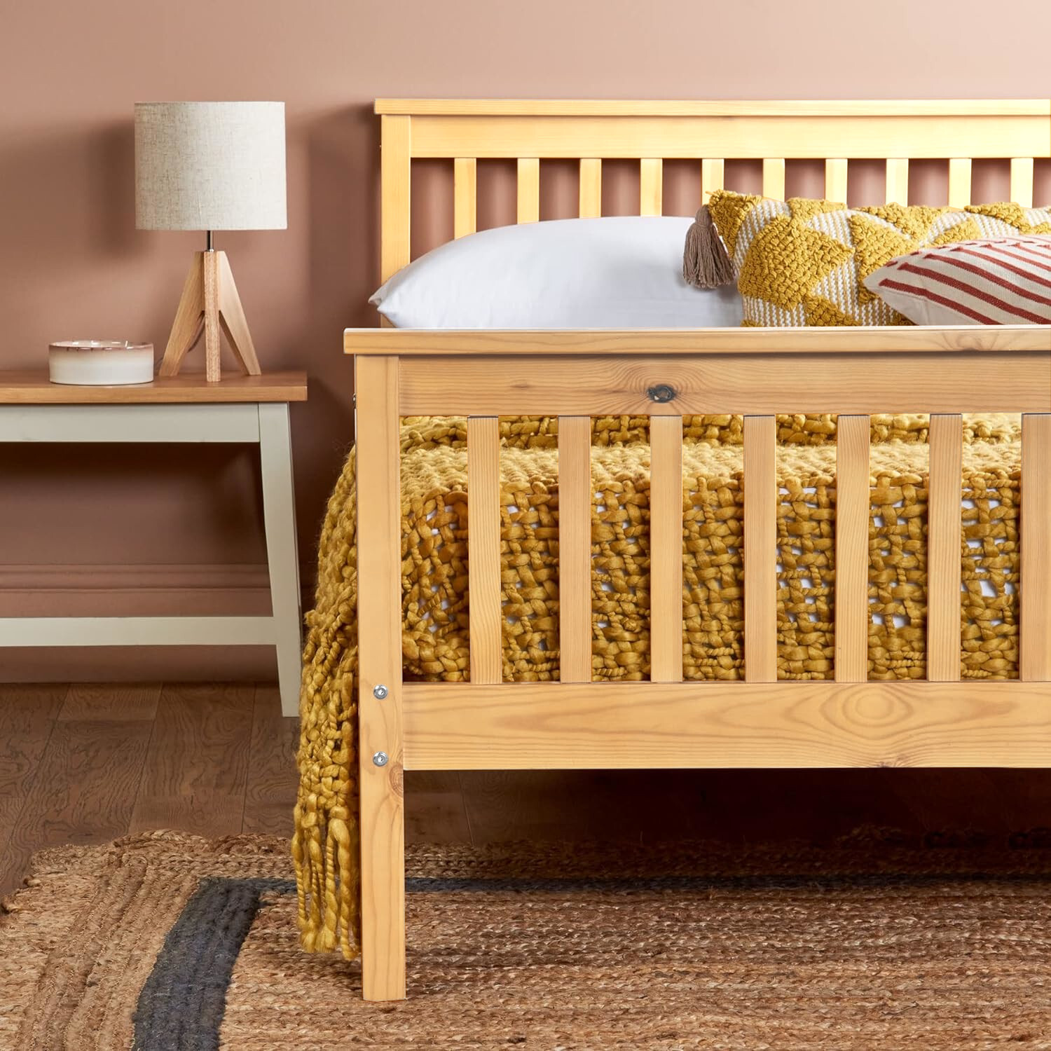 Light Pine Bed Solid Wooden Frame