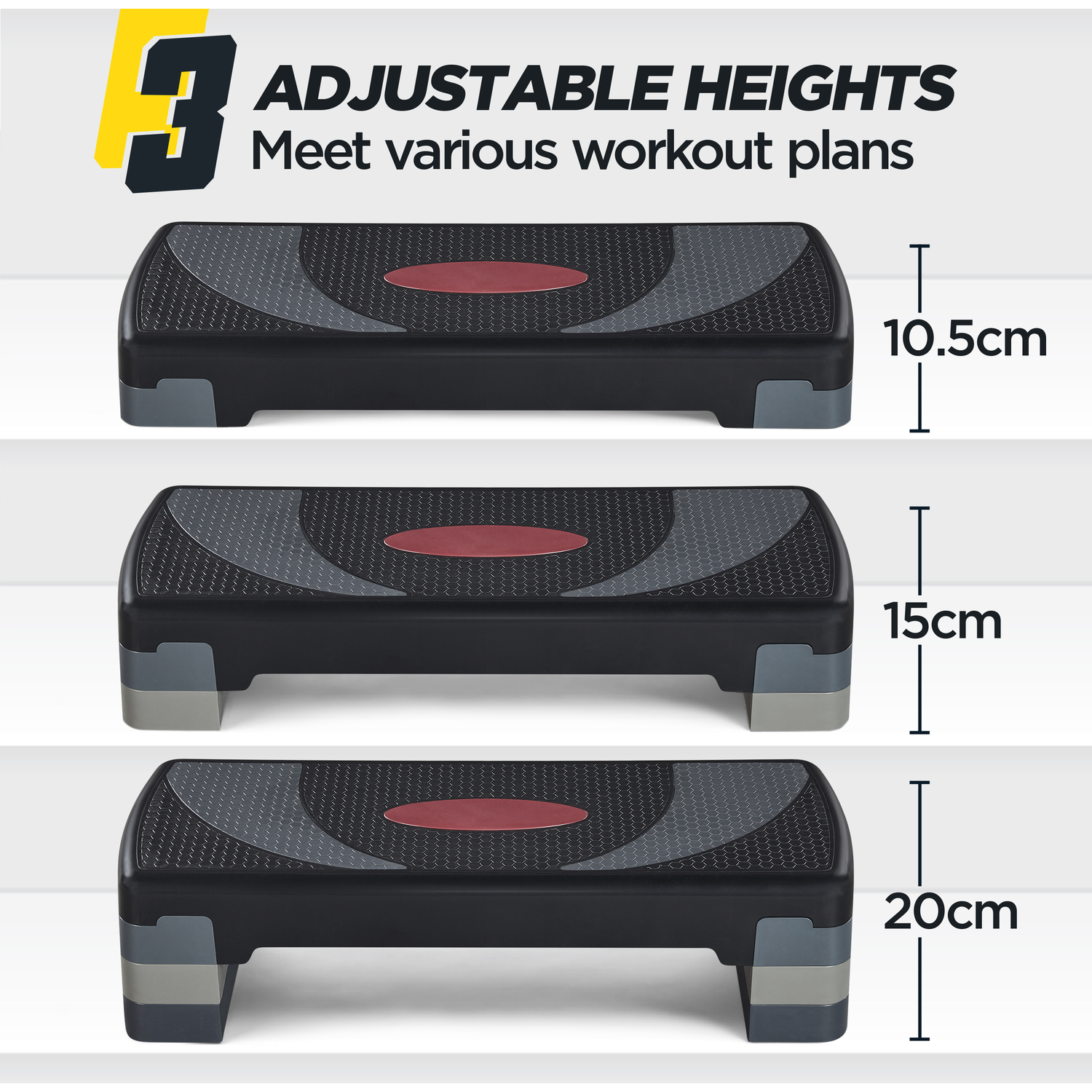Circuit Size Aerobic Stepper with Adjustable Heights