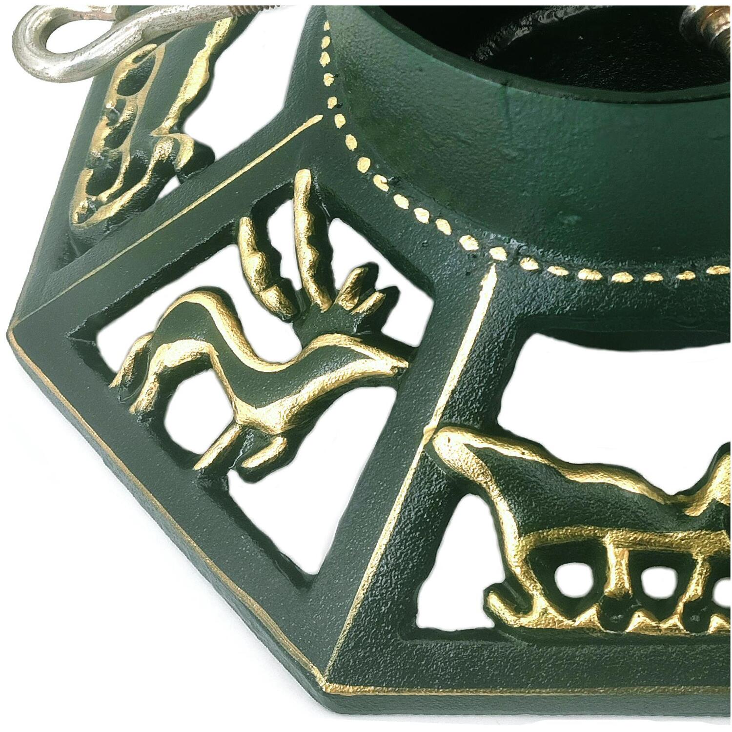 Cast Iron Christmas Tree Stand Octagonal Deer Sleigh for Real Trees up ...
