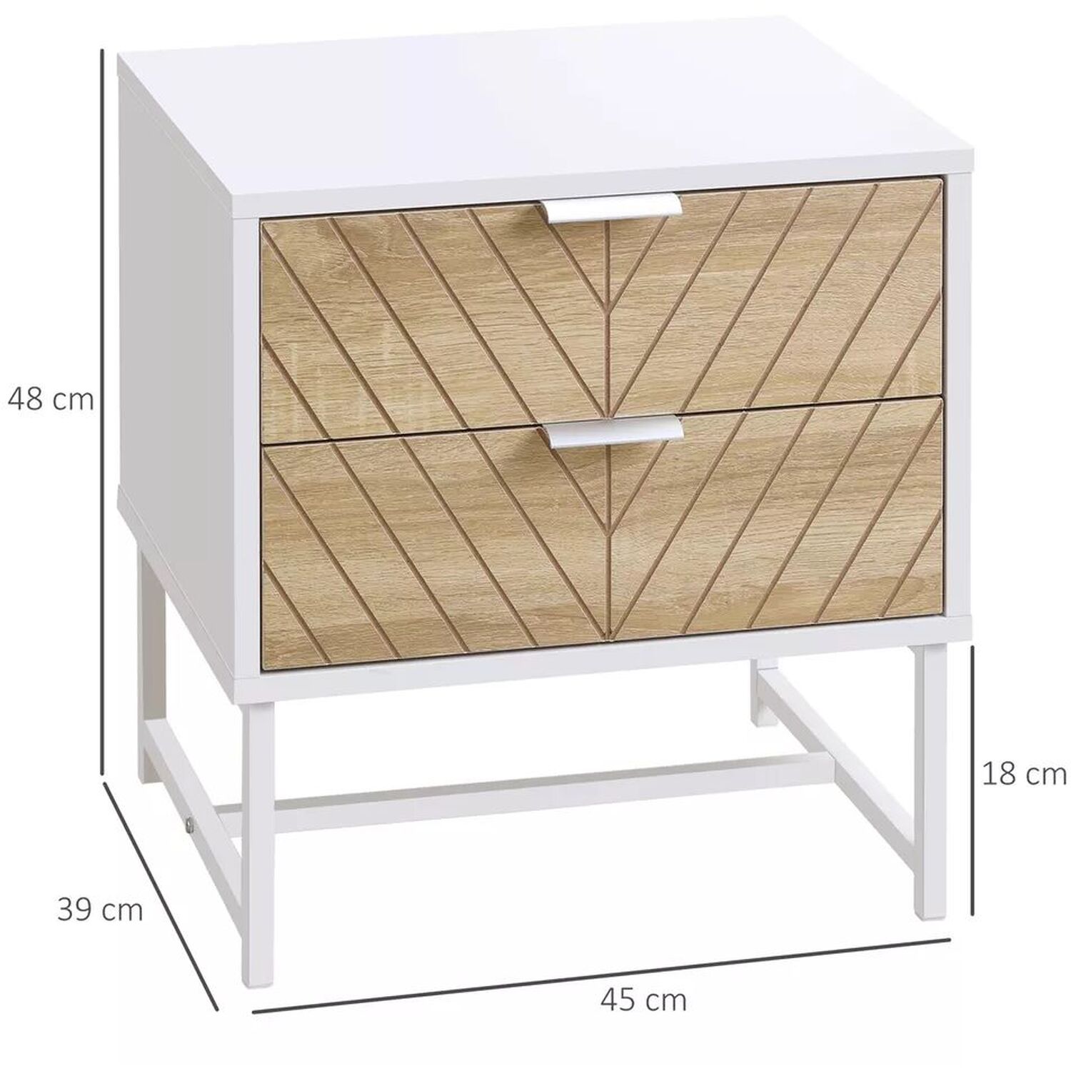 Set of 2 Natural Chevron Wood Bedside Tables