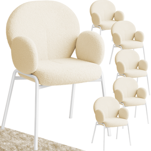 Dining Chair Scandi - Padded Boucle Cover, High Backrest