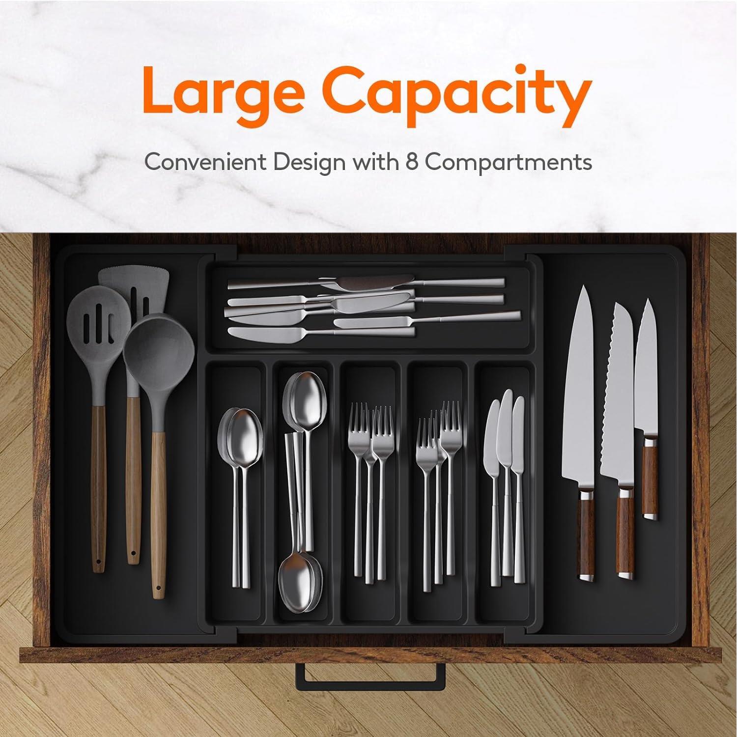 Expandable Adjustable Cutlery Utensil Holder Tray