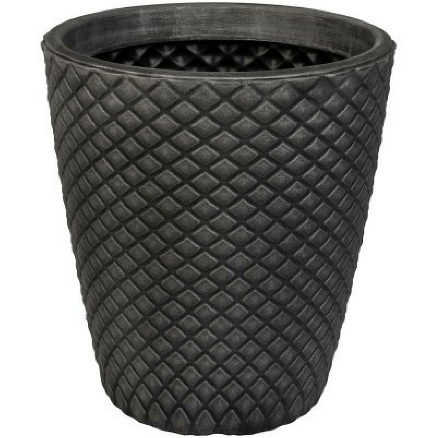 Round Geometric Design Garden Planter Pewter Grey 35cm