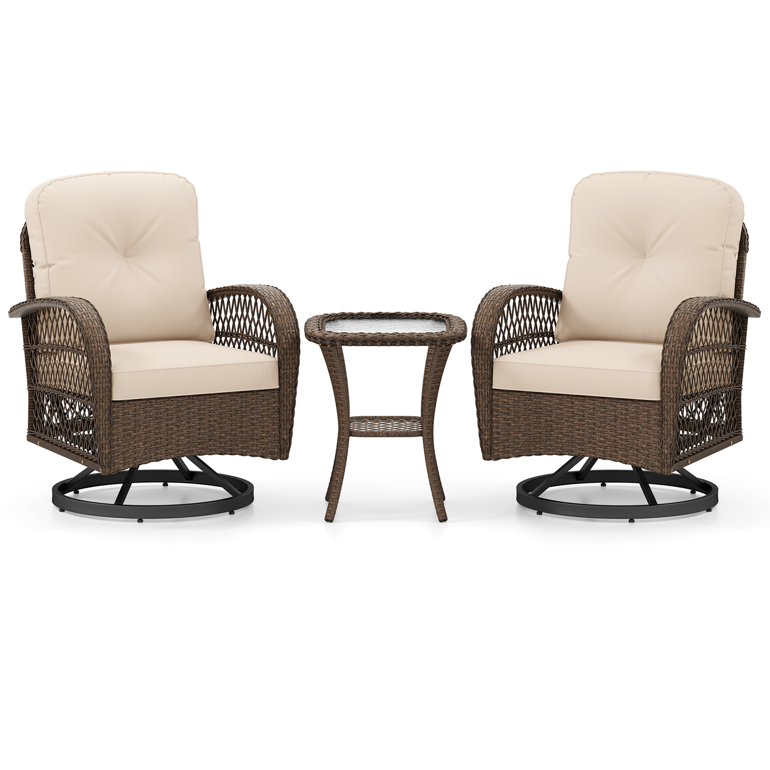 3 Piece Swivel Rocker Table Chairs Set
