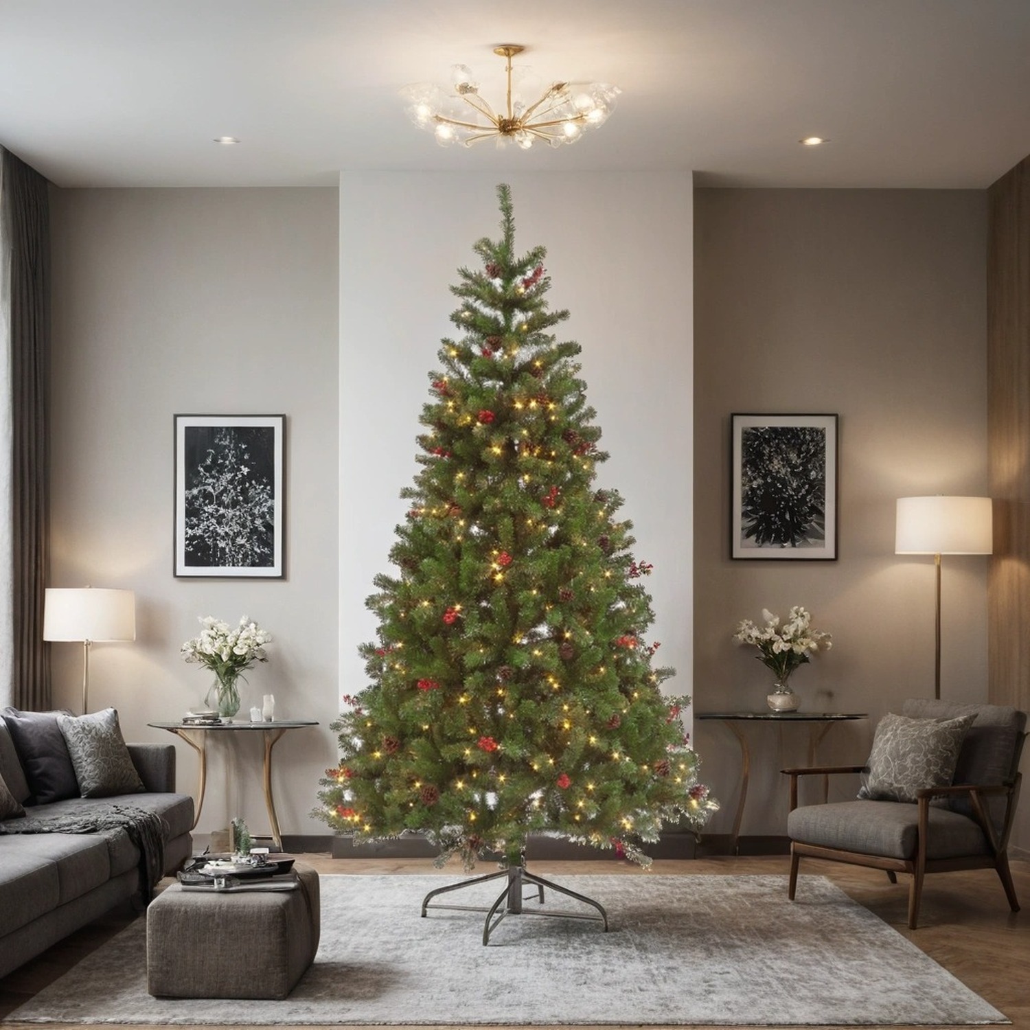 SnowTime 180cm Pine Creek Green Tree with Cones and Berries