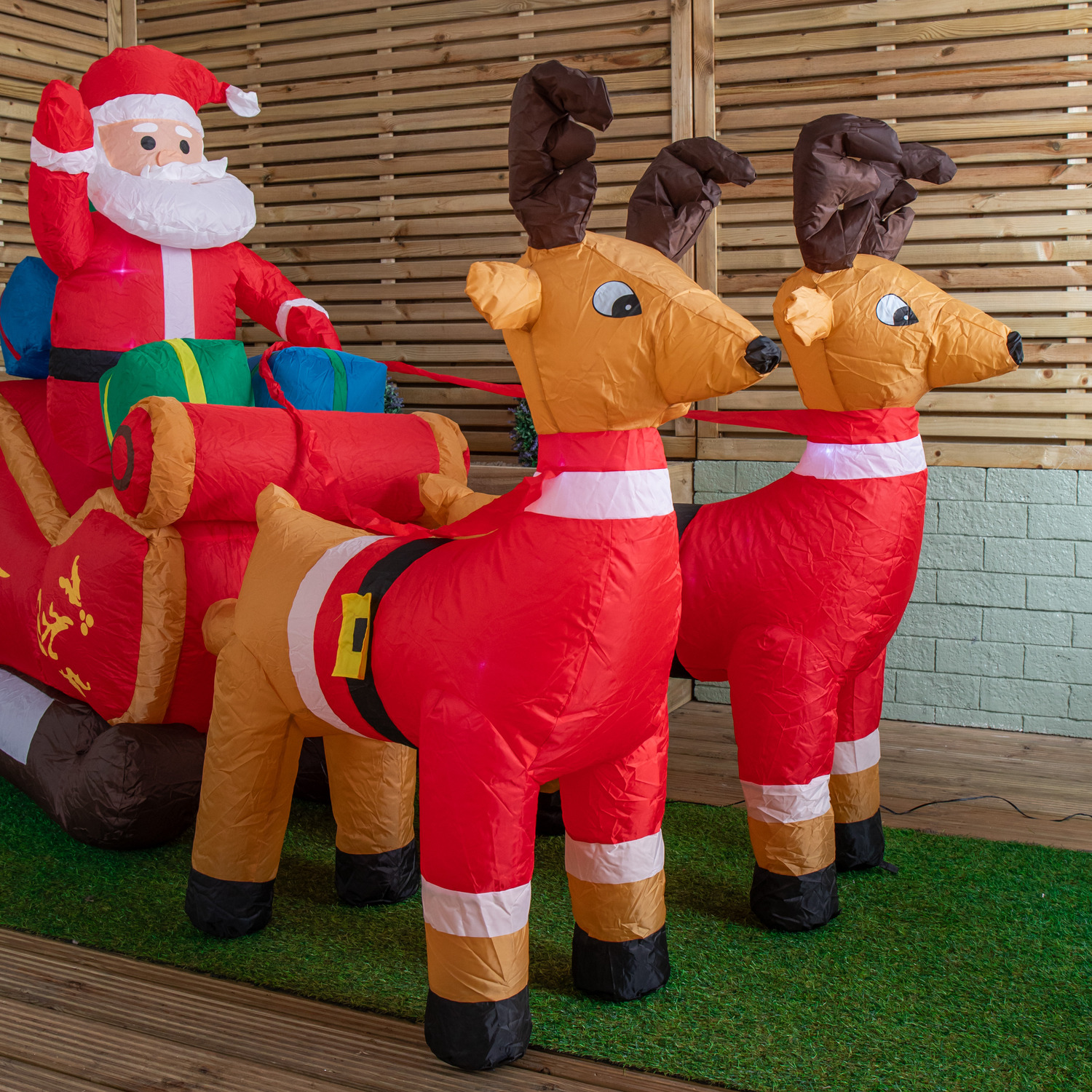 LED Christmas Inflatables Santa Sleigh and Reindeer Decoration