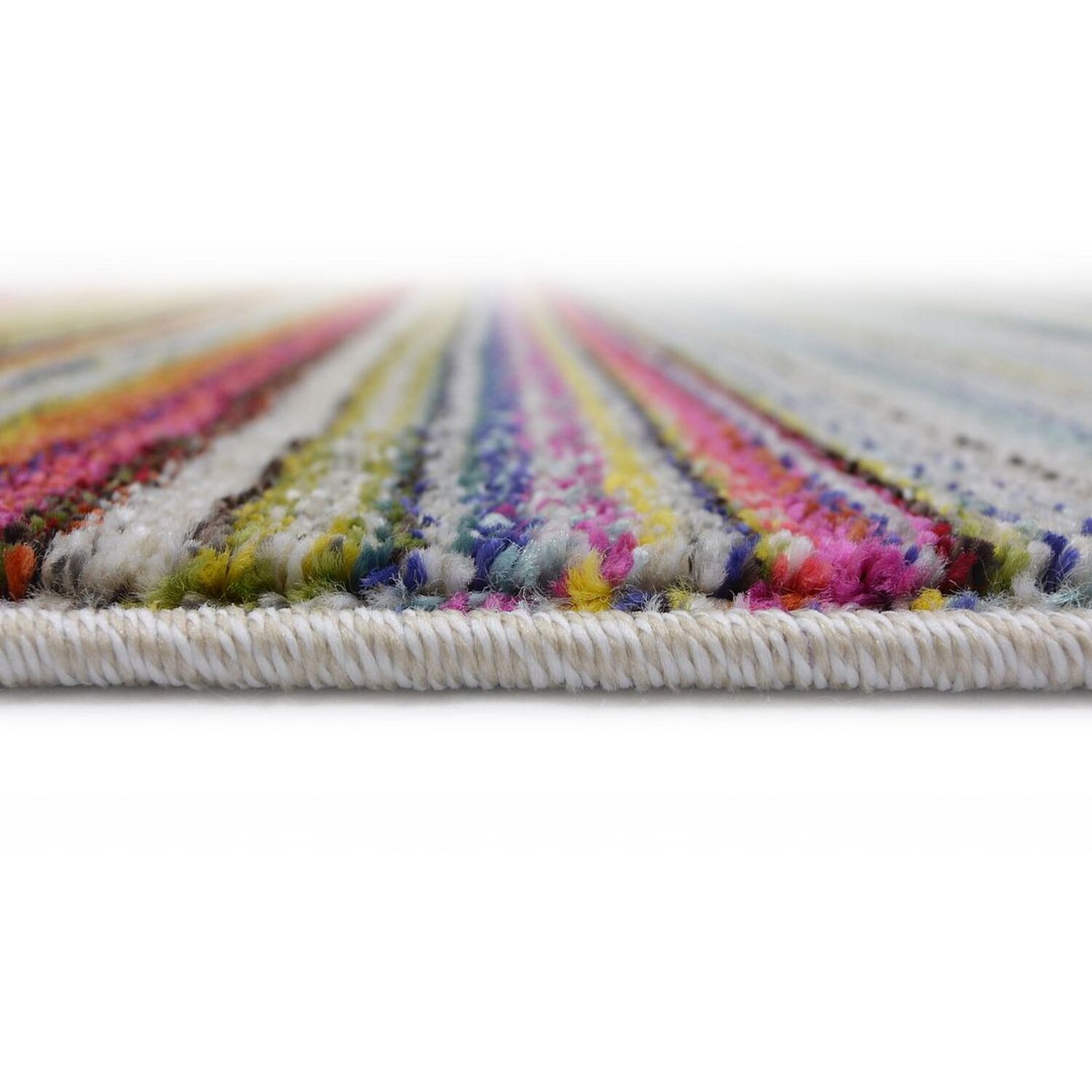 Multicoloured Wool Look Striped Rug - Perth