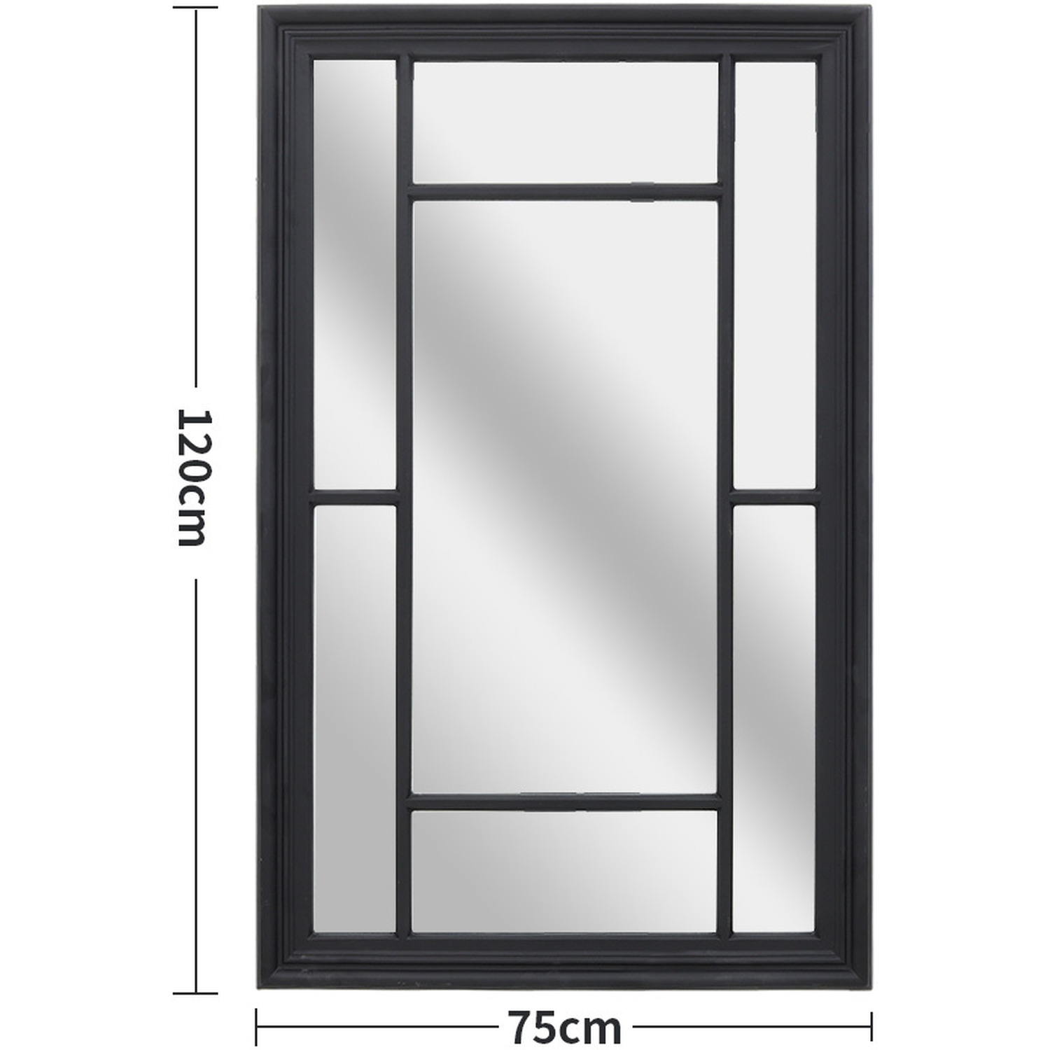 Vintage Window Pane Wall Mirror Wooden Frame Hanging Decor
