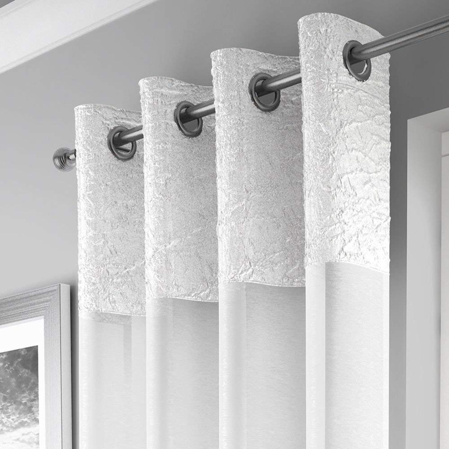 Crushed Velvet Eyelet Voile Curtains
