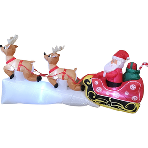 Christmas Light Up Inflatable Santa Sleigh with Reindeer
