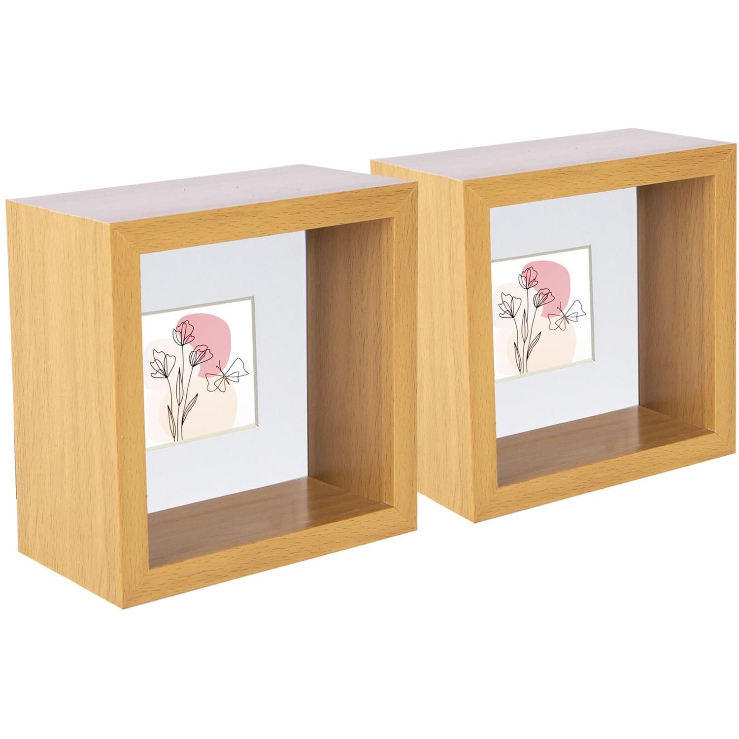 3D Deep Box Photo Frames - 4 x 4" with 2 x 2" Mount - Pack of 5