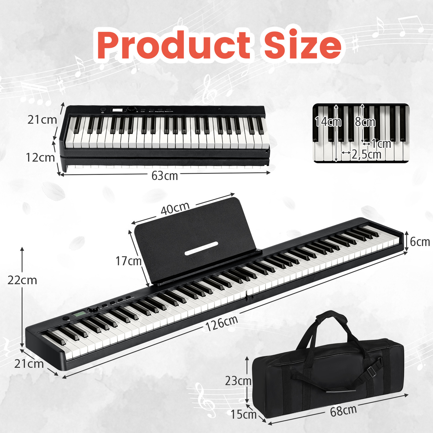 88-Key Folding Electric Piano Keyboard
