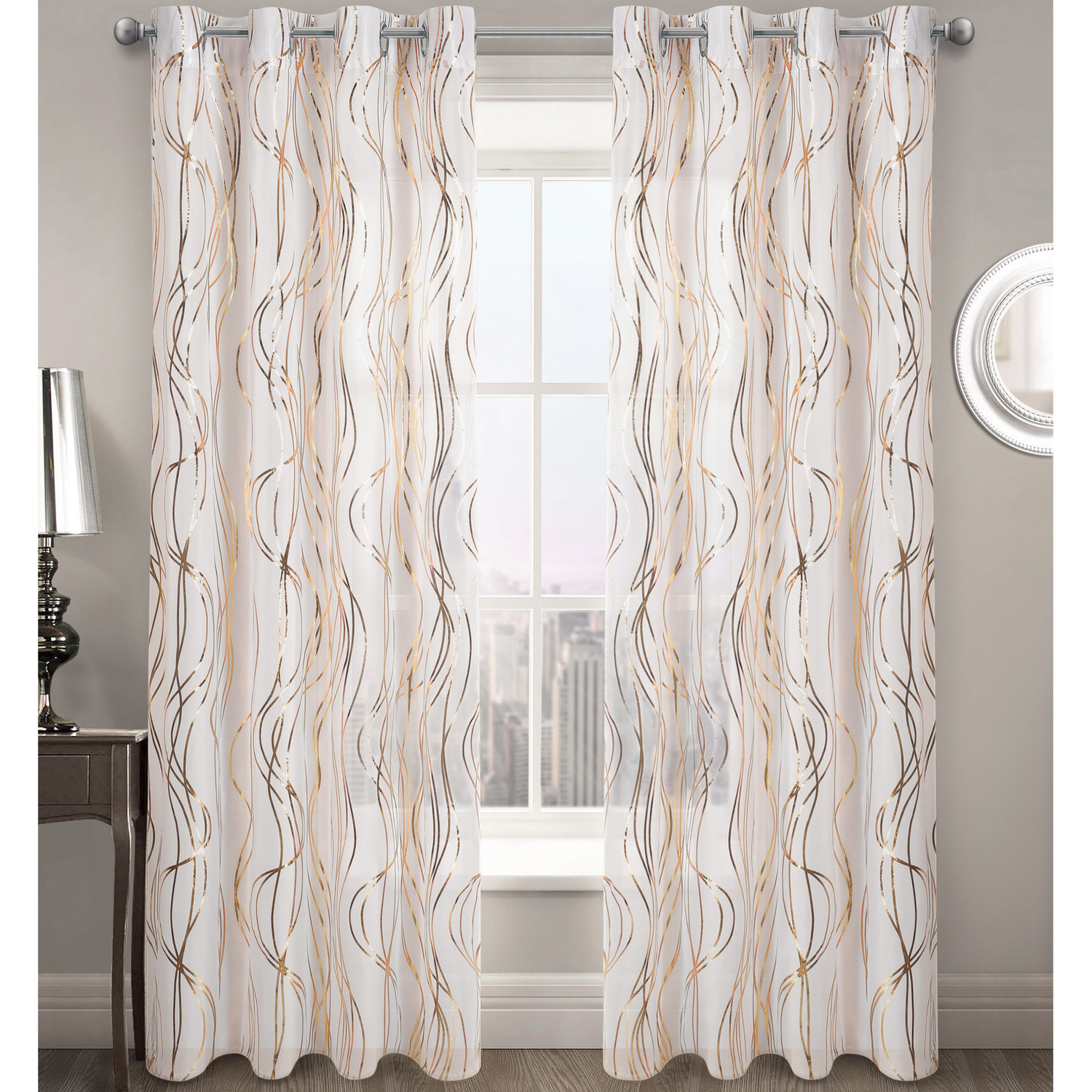 Modern Foil Print Voile Panel
