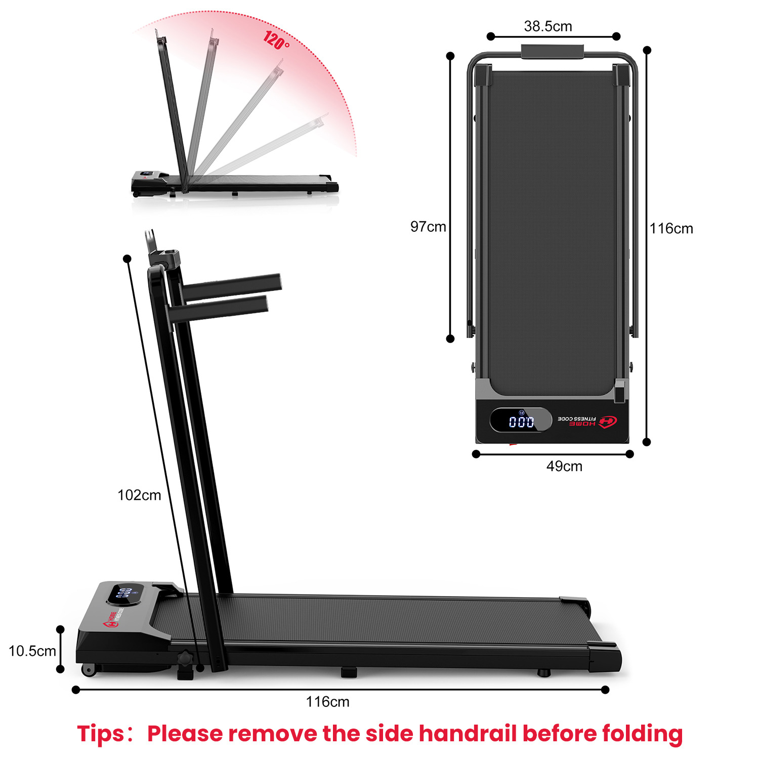 Electric Shock-Absorbing Treadmill Speed 1-6KM for Home Office