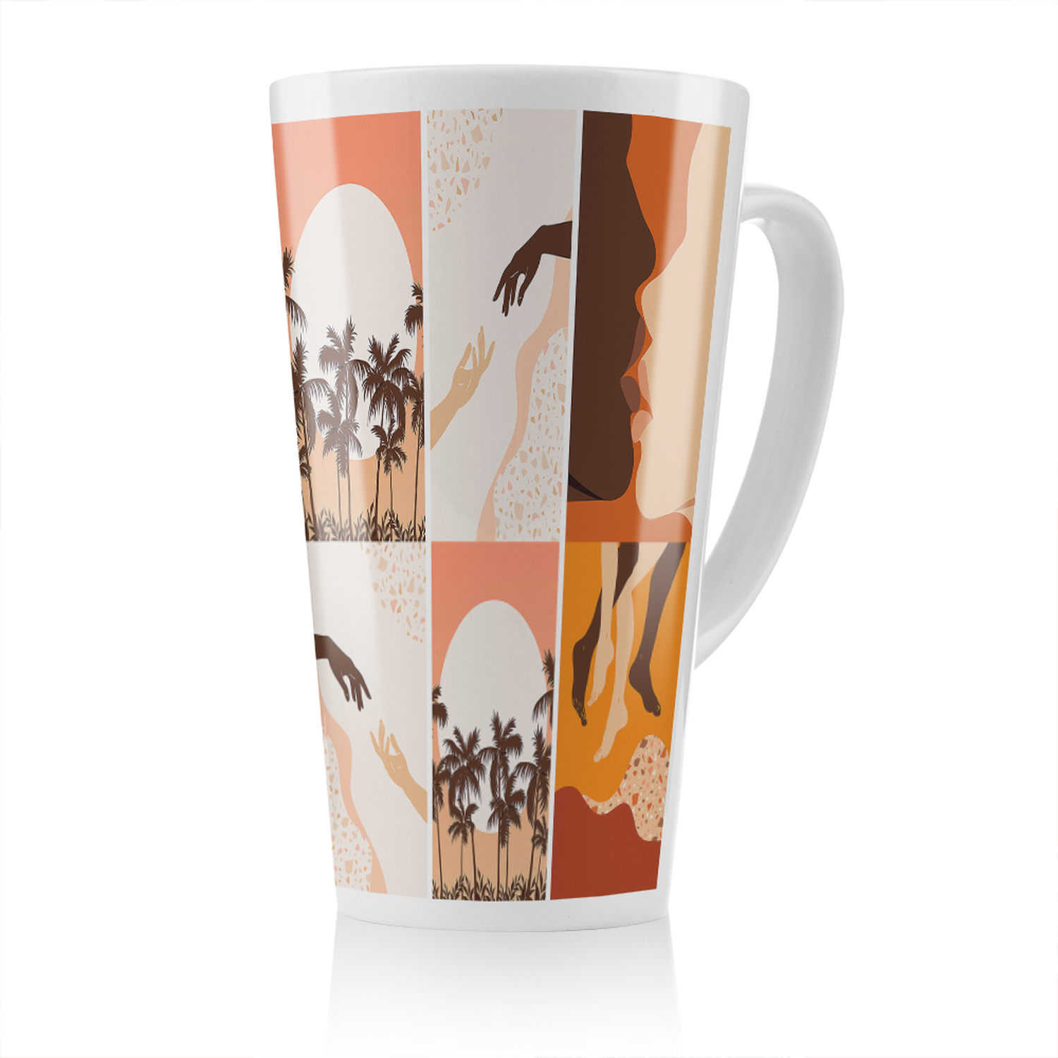 Abstract floral collages, landscape scenes Designer Latte Mug