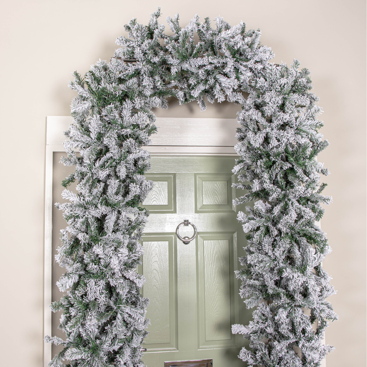 Slimline Single Door Snow Flocked Christmas Tree Arch