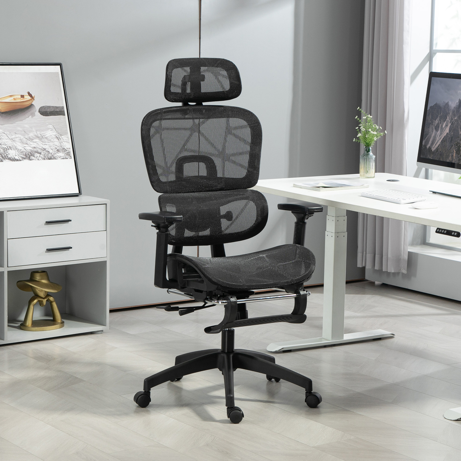 HOMCOM Executive Office Chair Ergonomic Mesh High Back with Lumbar Support