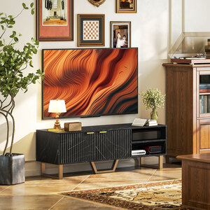 HOMCOM TV Unit with Open Shelves and Storage Cupboard 83B-147V00BK