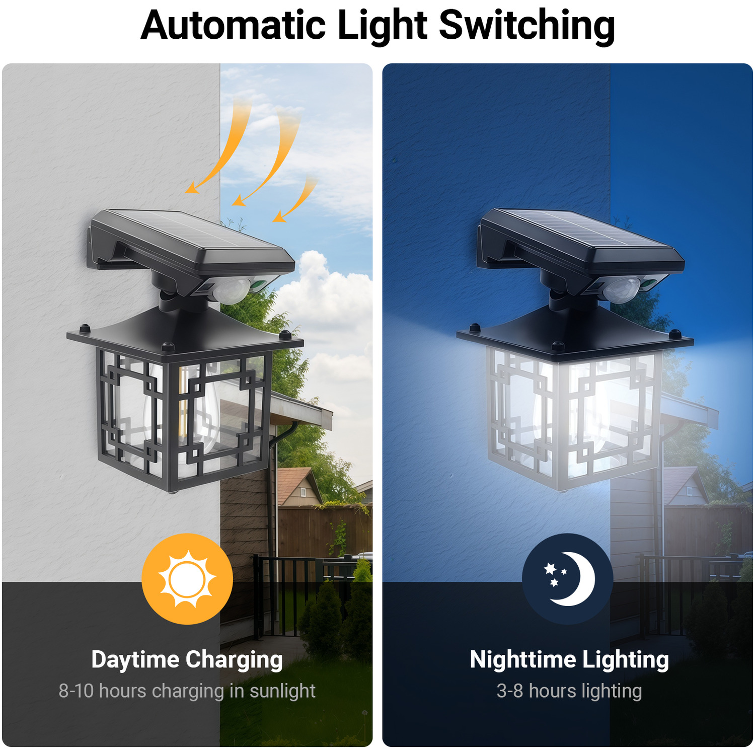 3W Solar Lantern light with PIR Motion Sensor, Outdoor LED Security ...