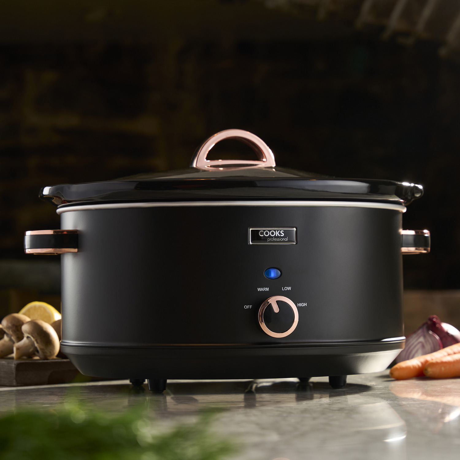 Cooks Professional 6.5L Slow Cooker - Black and Rose Gold