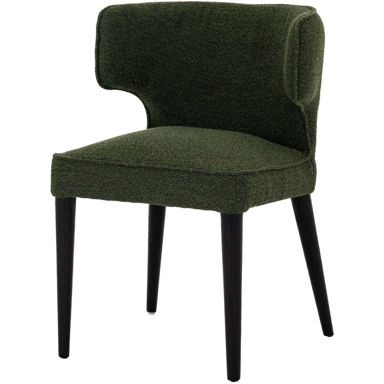 Mirmande Mid-Century Curved Bouclé Dining Chair in Forest Green with ...