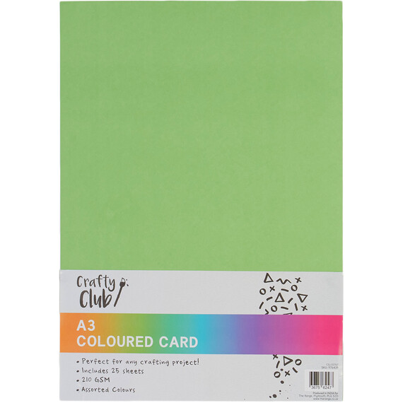 Pack of 25 A3 Coloured Cards