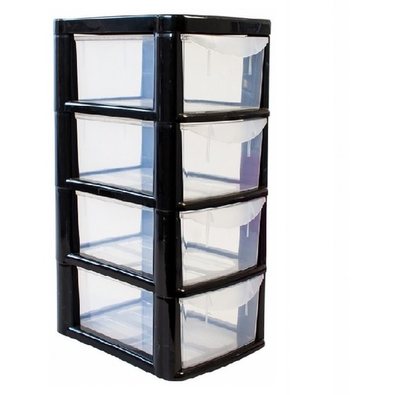 Black 4 Draw Small Tower Storage Unit