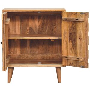 Scandinavian Style Mini Pineapple Wood 2 Doors Storage Carved Cabinet