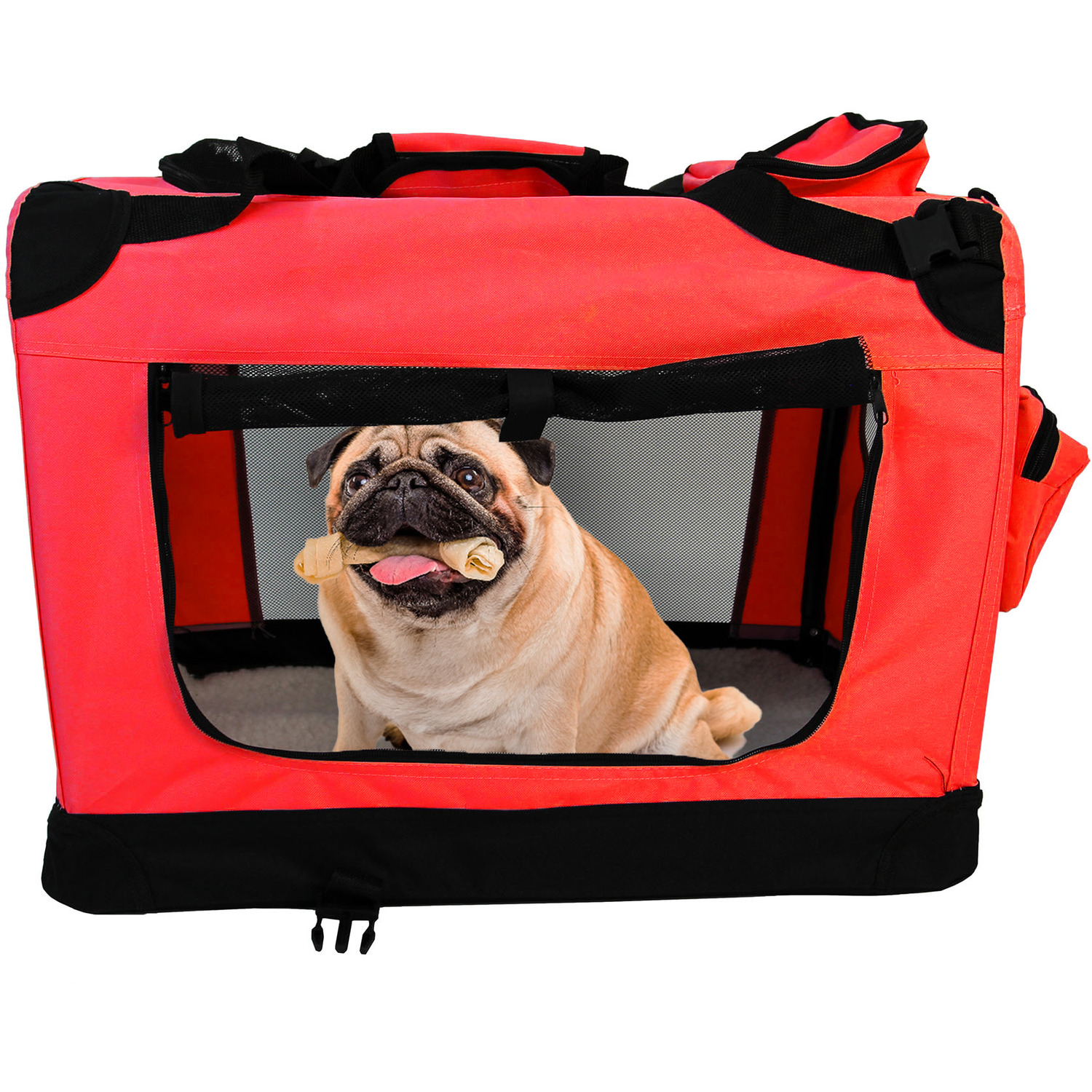 Easipet Fabric Dog Crate Pet Travel Carrier Small-XLarge in Red