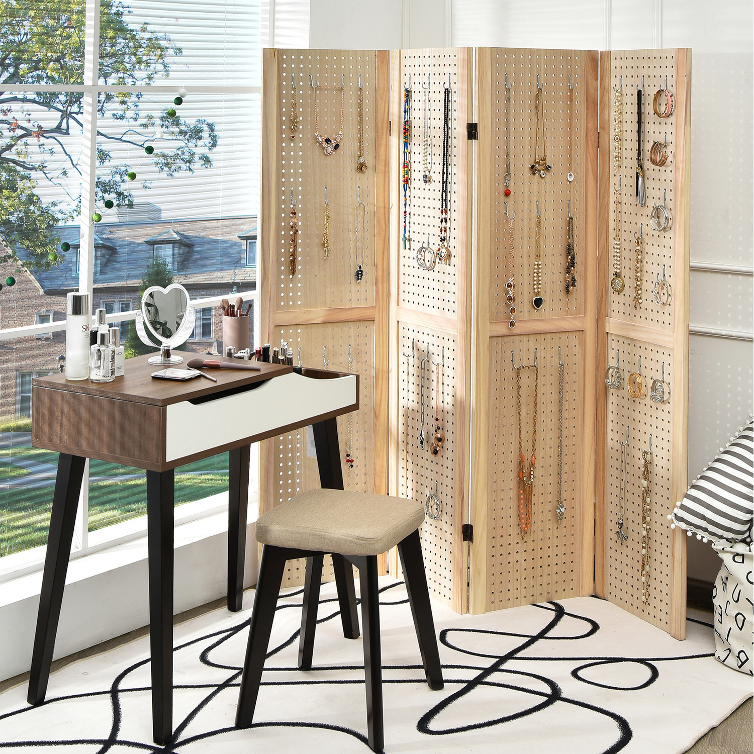 4-Panel Folding Privacy Screen