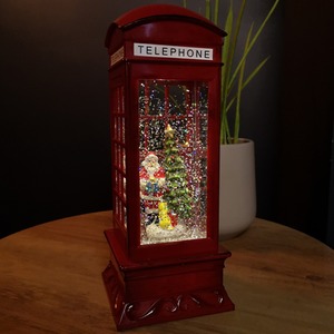 Light up SnowSwirl Santa in Call Box Christmas Decoration with LEDs