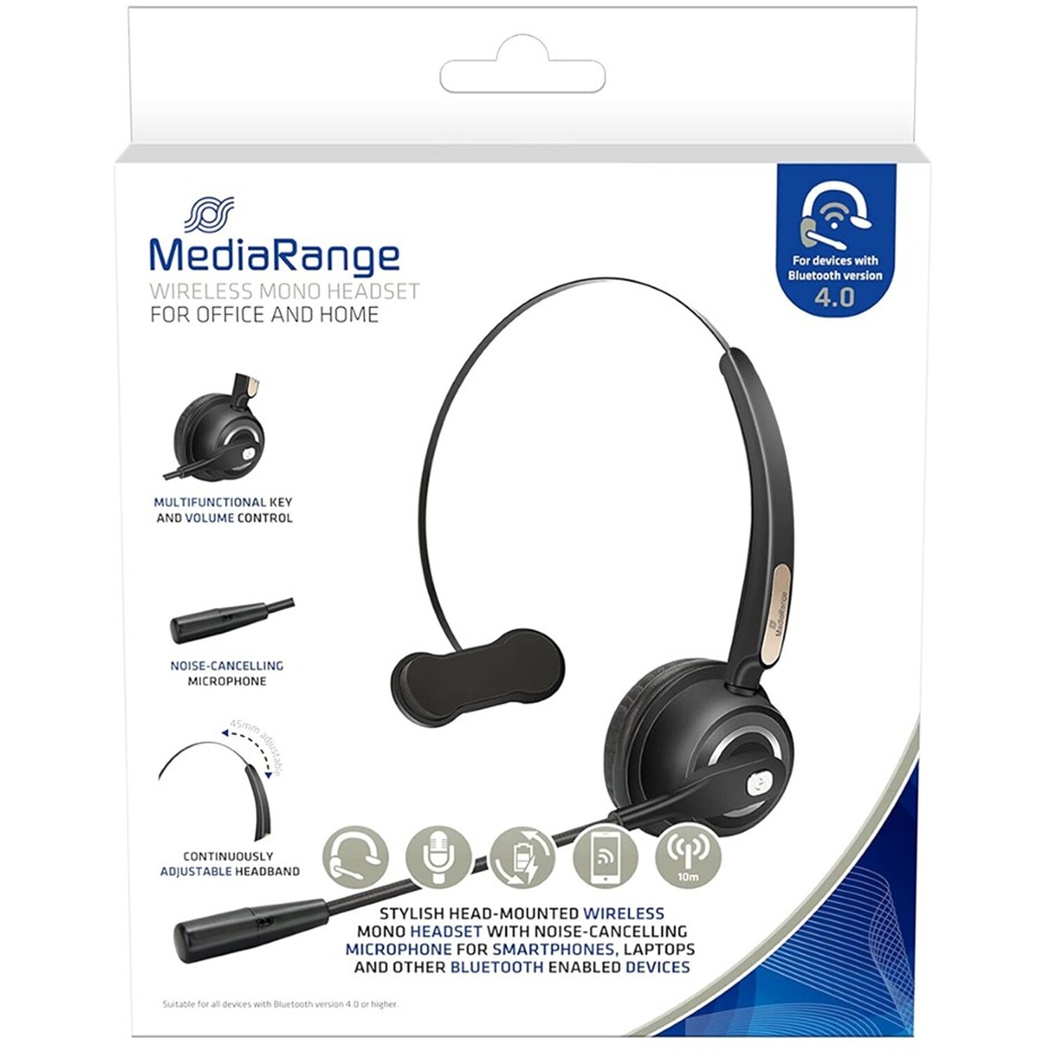 MediaRange Bluetooth Mono Conferencing Headset