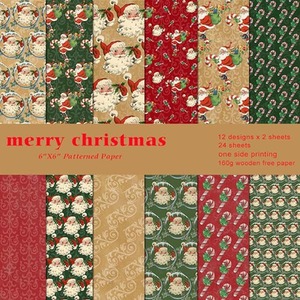 Santa Merry Christmas - Decorative Acid Free Scrapbook Paper Set 160gsm