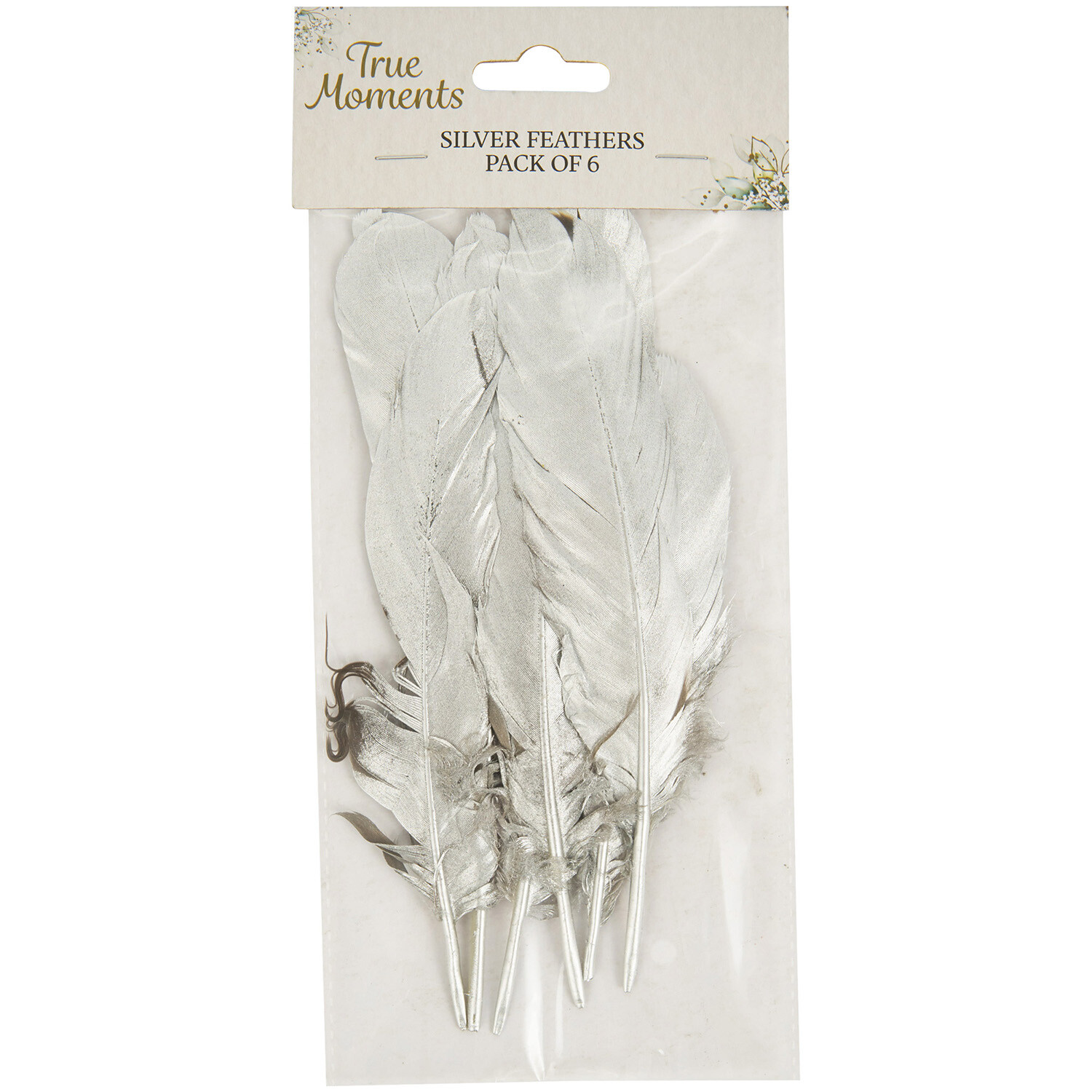 Pack of 6 True Moments Gold or Silver Feathers