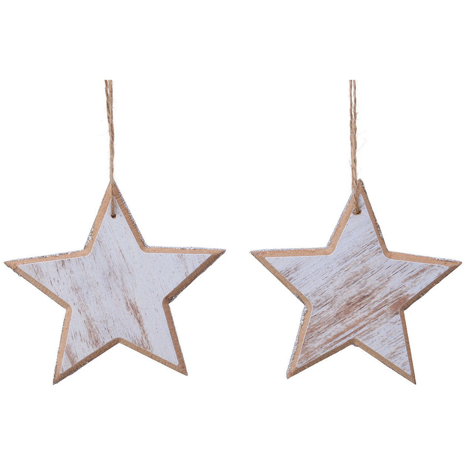 Set of 2 Glitter Star Hanging Decorations