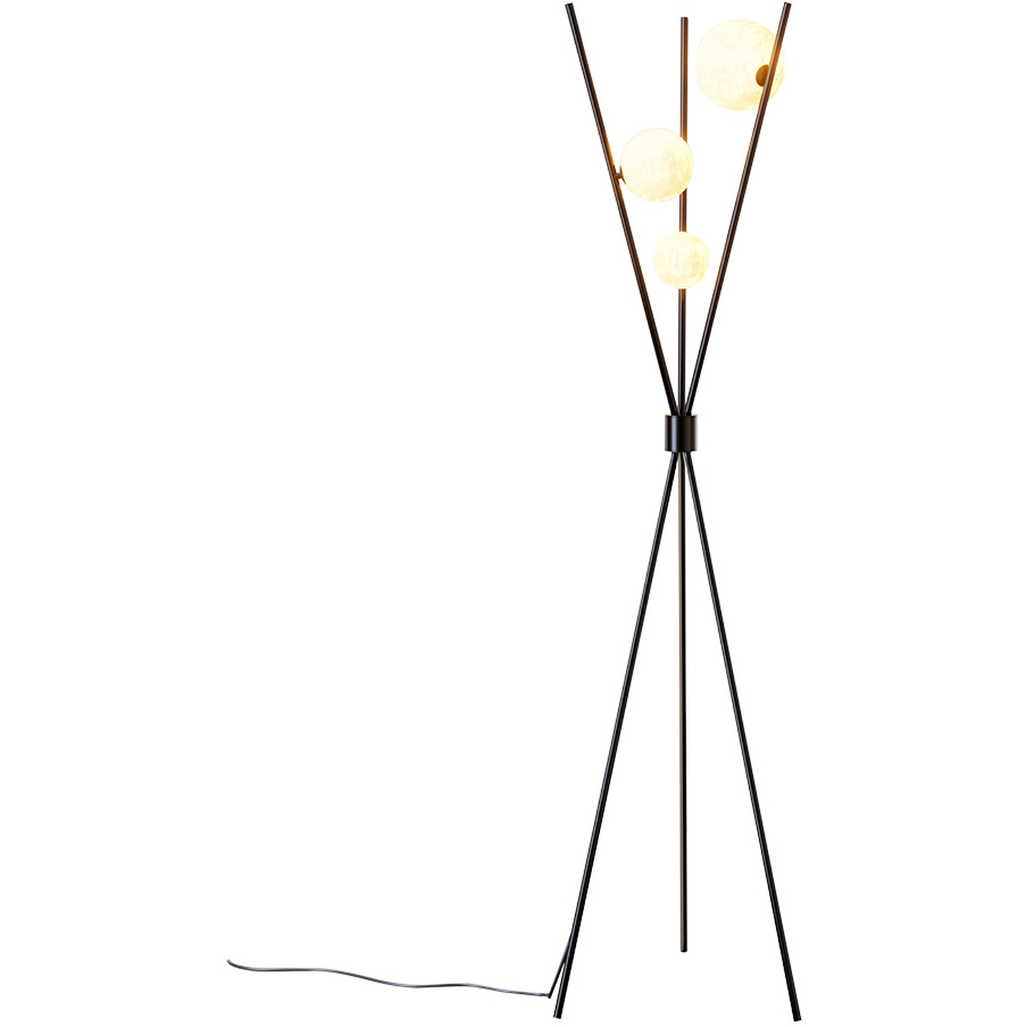 Standing Floor Lamp with Metal Tripod Base and Plastic Shade