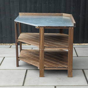 Outdoor Wooden Kitchen Corner Table Shelves Pressure Treated