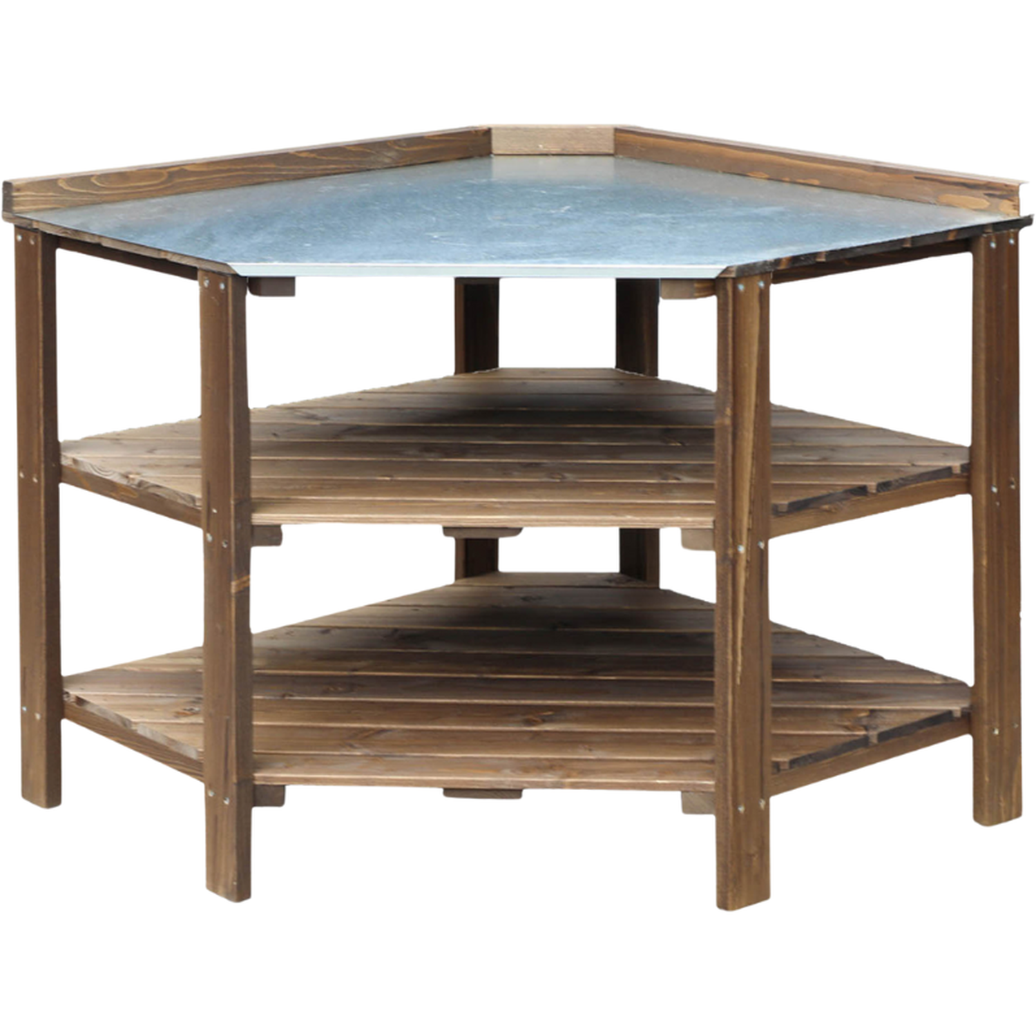 Outdoor Wooden Kitchen Corner Table Shelves Pressure Treated