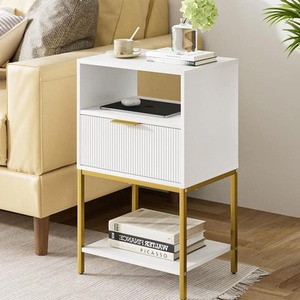 Tall Bedside Table with Gold Frame