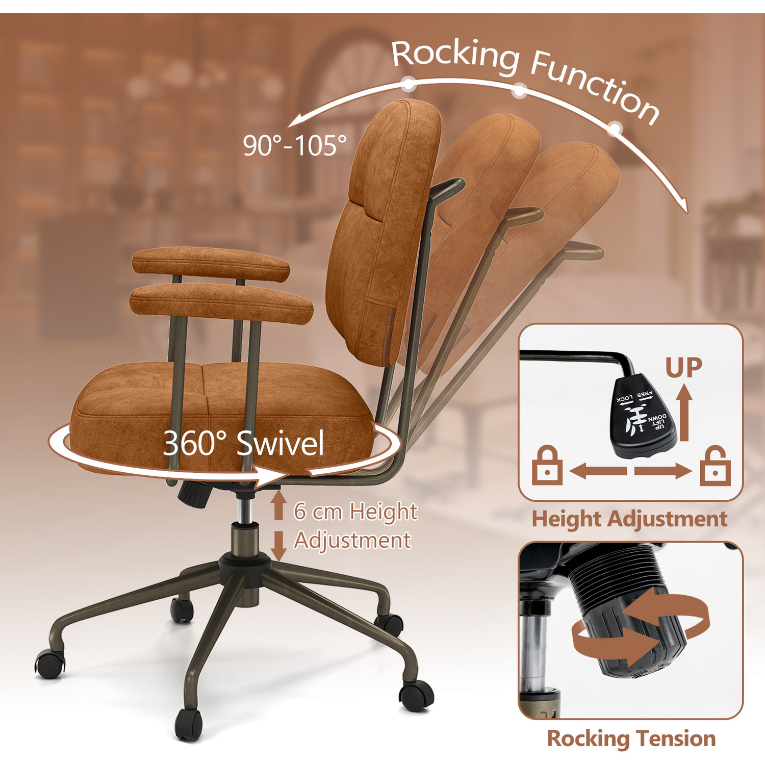 Costway Upholstered Task Chair