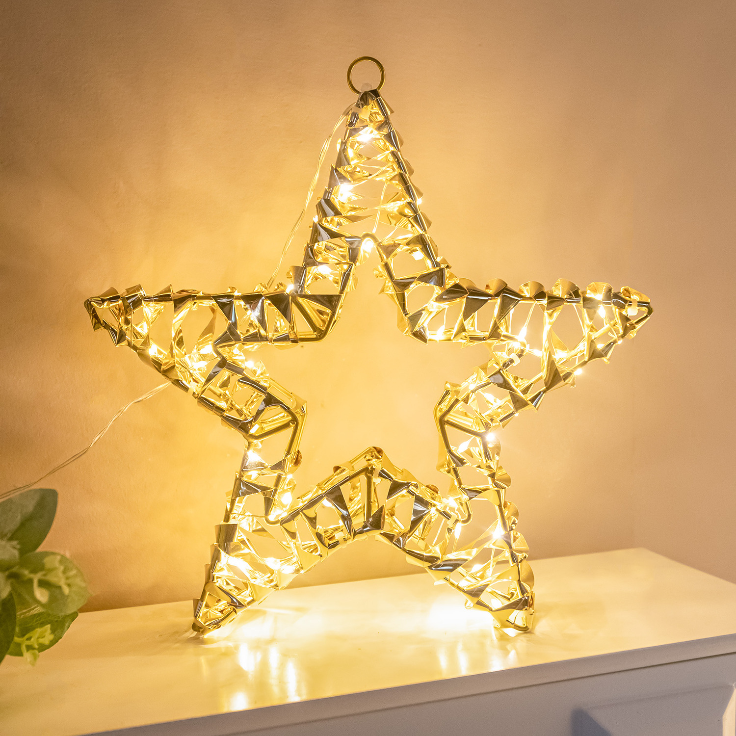 Gold Laser Light-Up Star With Warm White LEDs