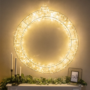 Silver Frame Bauble with Warm White LED and Timer