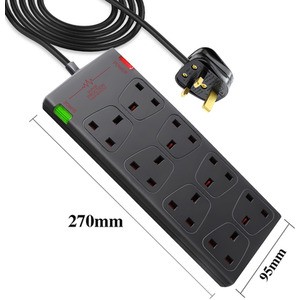 8 Way Socket with Cable,Power Indicater and Child-Resistant Sockets