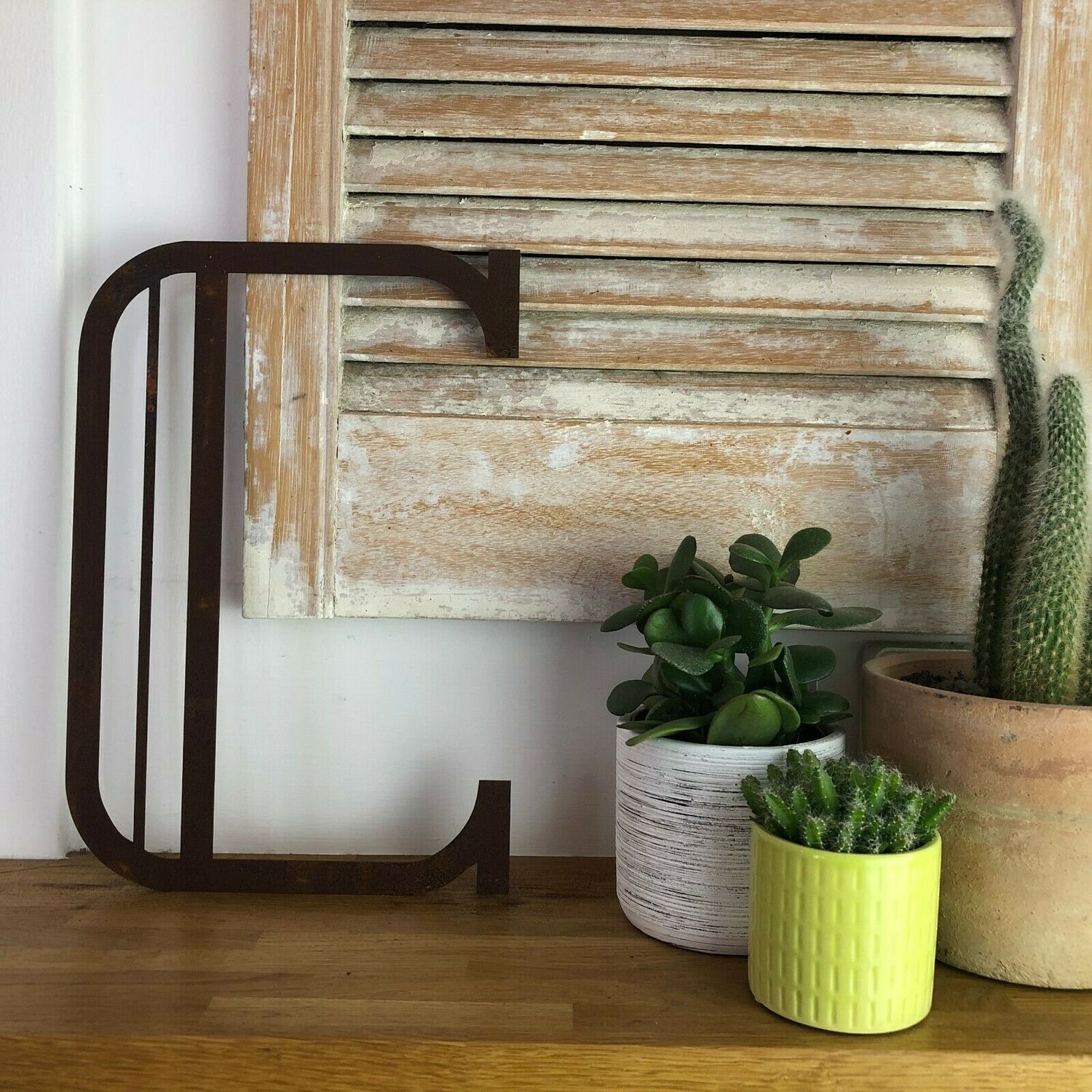 Art Deco 12 Inch Rusty Metal Letter C