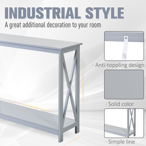 HOMCOM Grey Console Table with Shelf, Display Shelf Stand Furniture