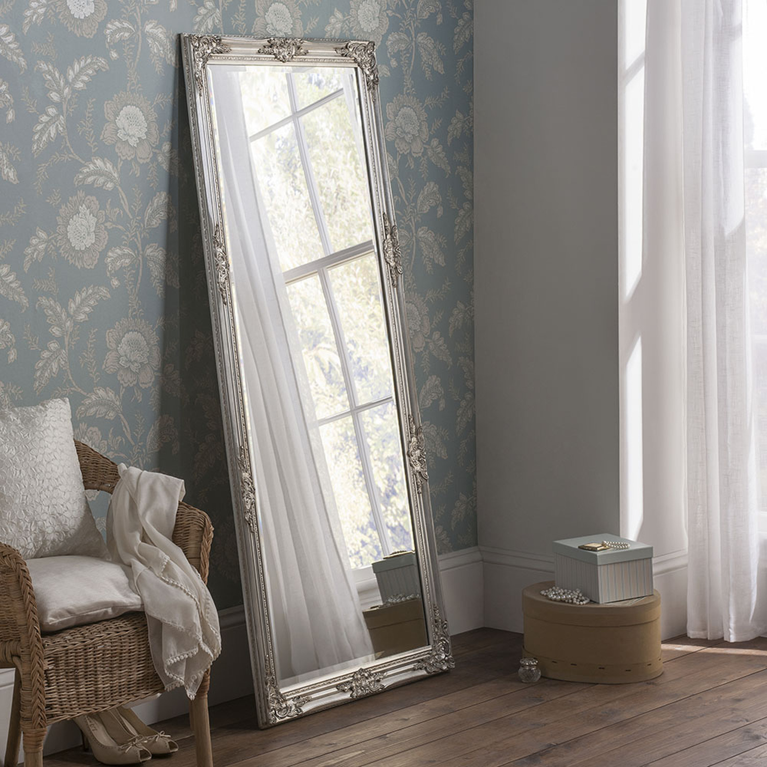 Decorative Silver full length Mirror 74x163cm