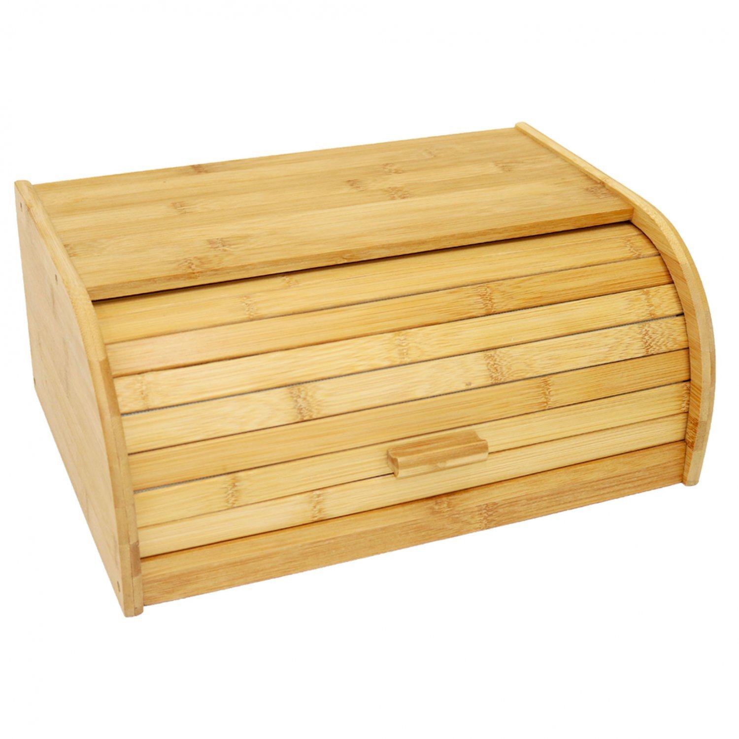 Single Layer Roll Top Bamboo Wooden Bread Bin Kitchen Storage