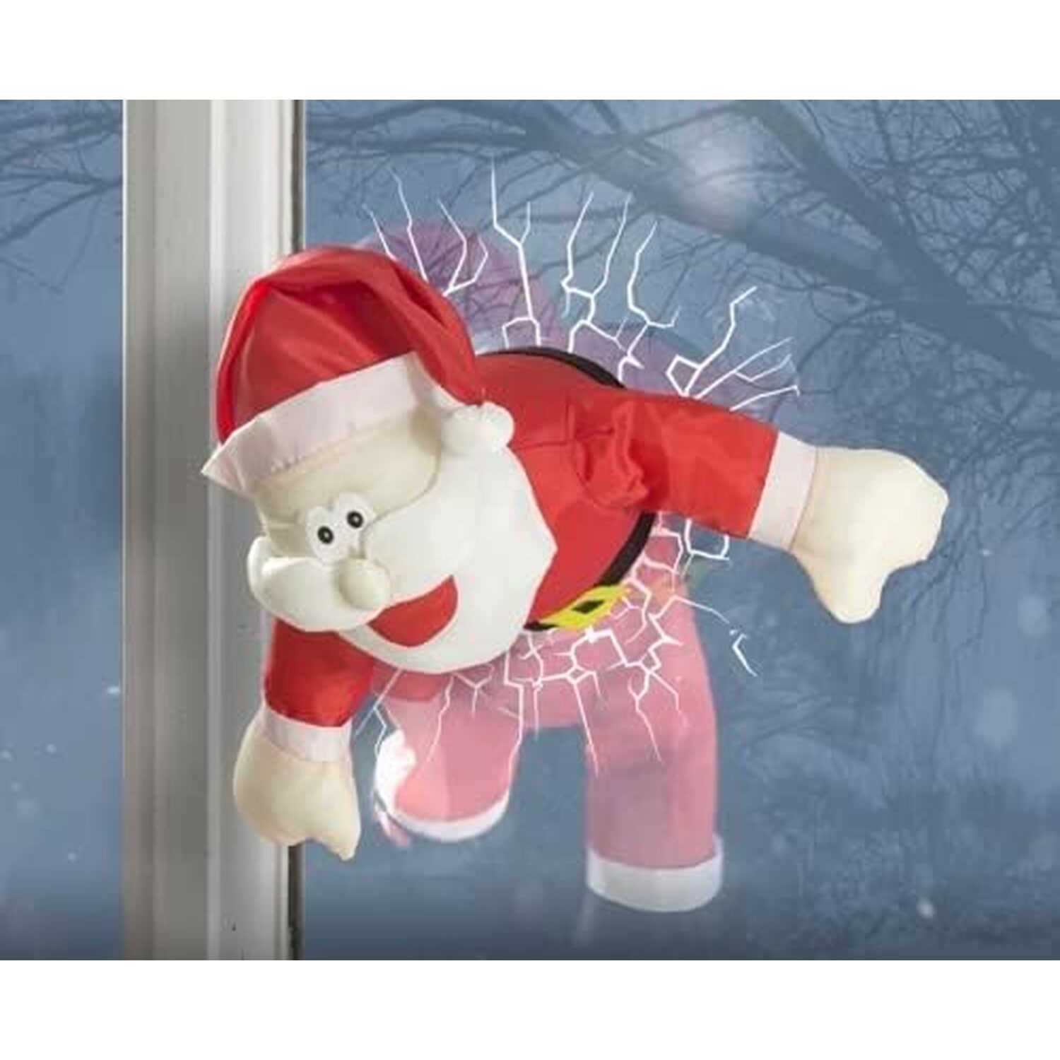 Christmas Crashing through Window Scene