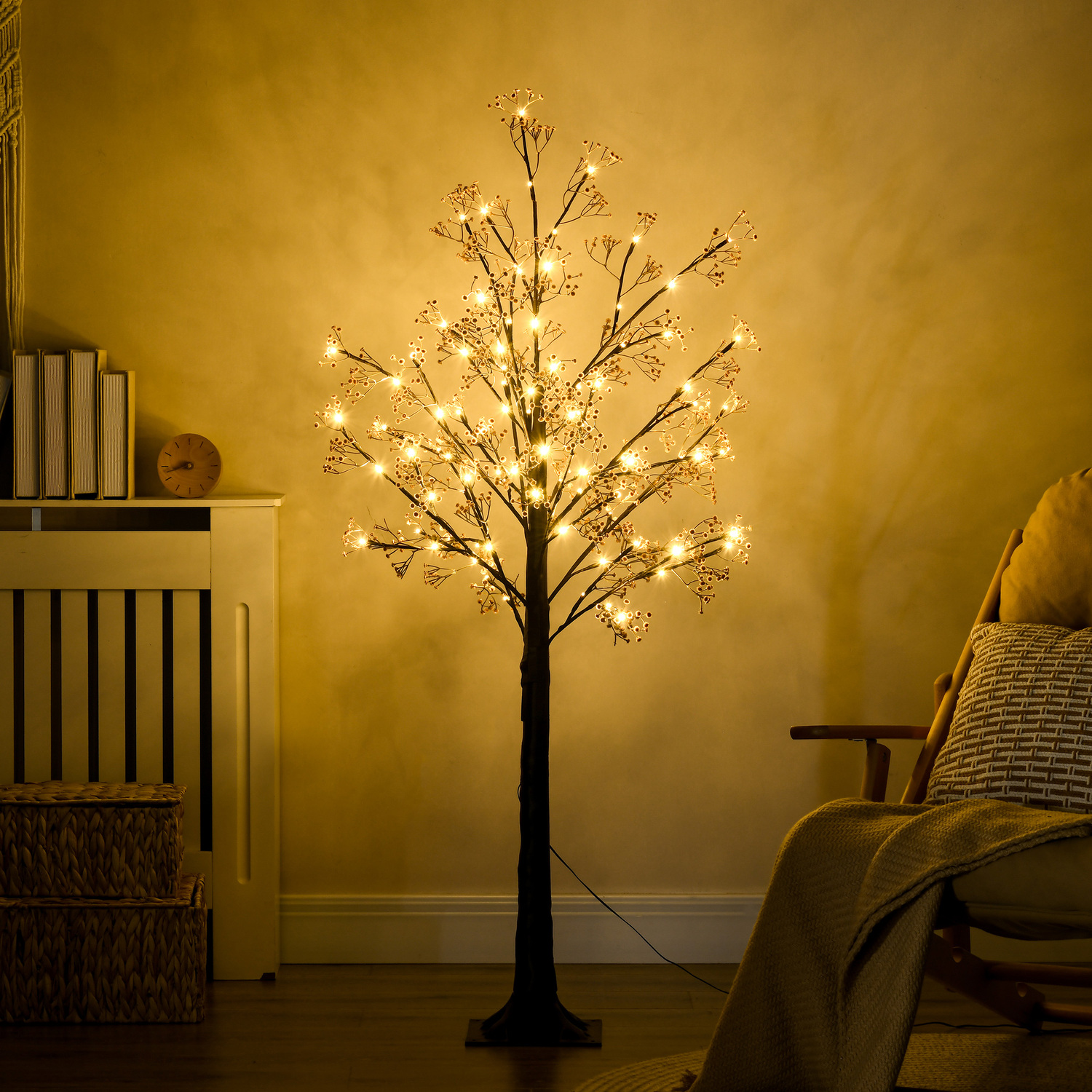 HOMCOM Artificial Gypsophila Tree with Lights Baby Breath Flowers
